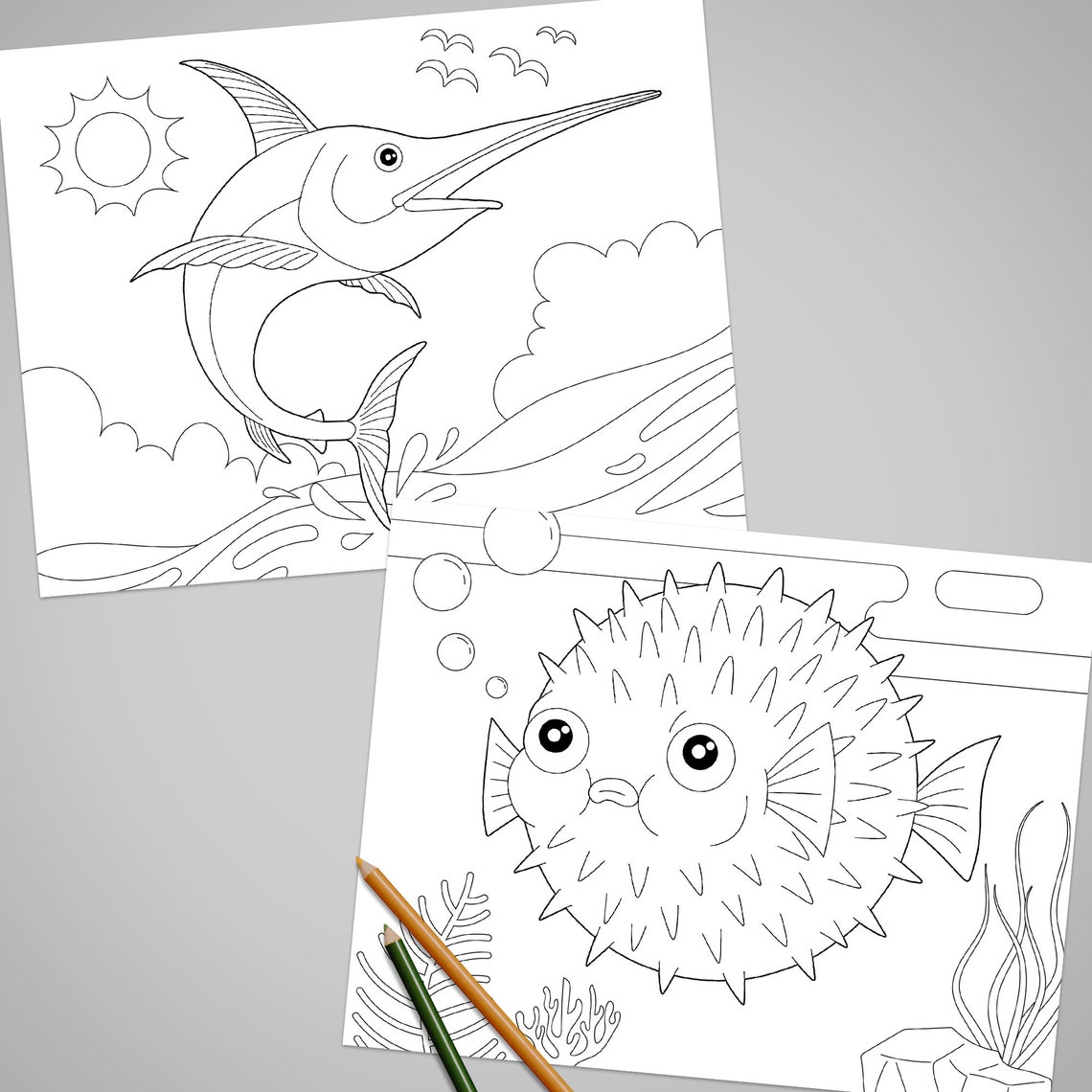 15 Sea Animals Coloring Book Ocean Animal Coloring Pages - Etsy