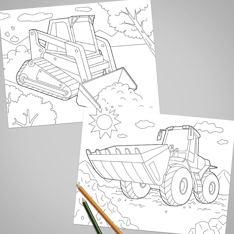15 Trucks Coloring Book, Cars, Vehicles and Engines Printable Art for ...