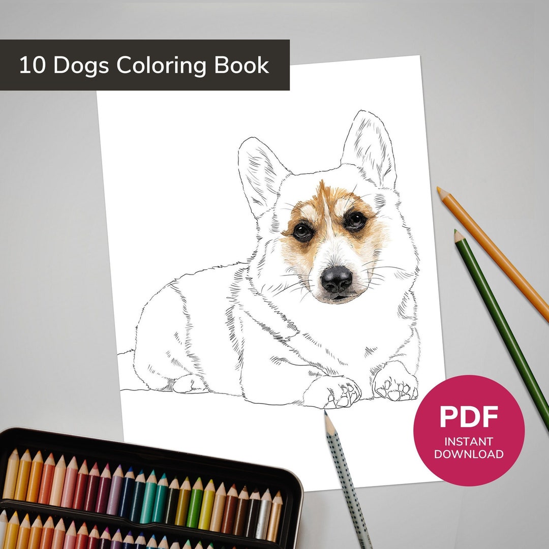 Realistic Dog Coloring Book, Puppy Illustrations (INSTANT DOWNLOAD) - Etsy