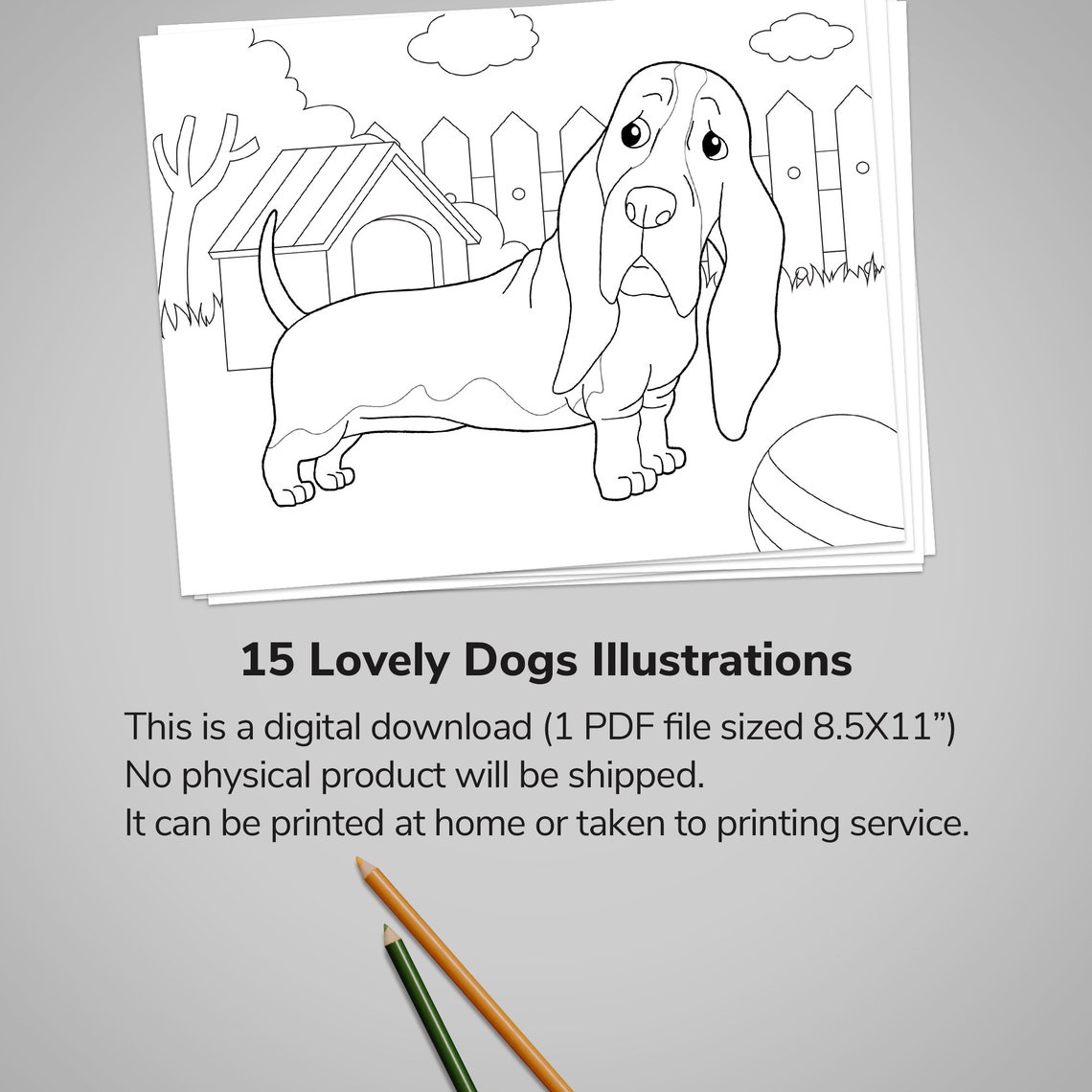 15 Dogs Coloring Book, Puppy Coloring Pages, Printable Art for Kids ...