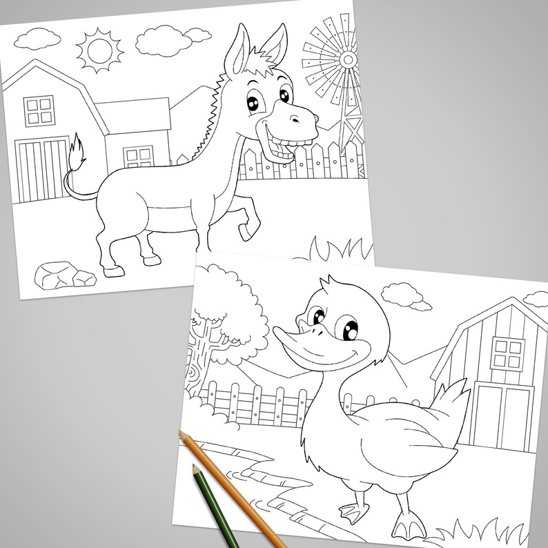 15 Farm Animals Coloring Book, Farm Animal Coloring Pages, Farm Animal ...