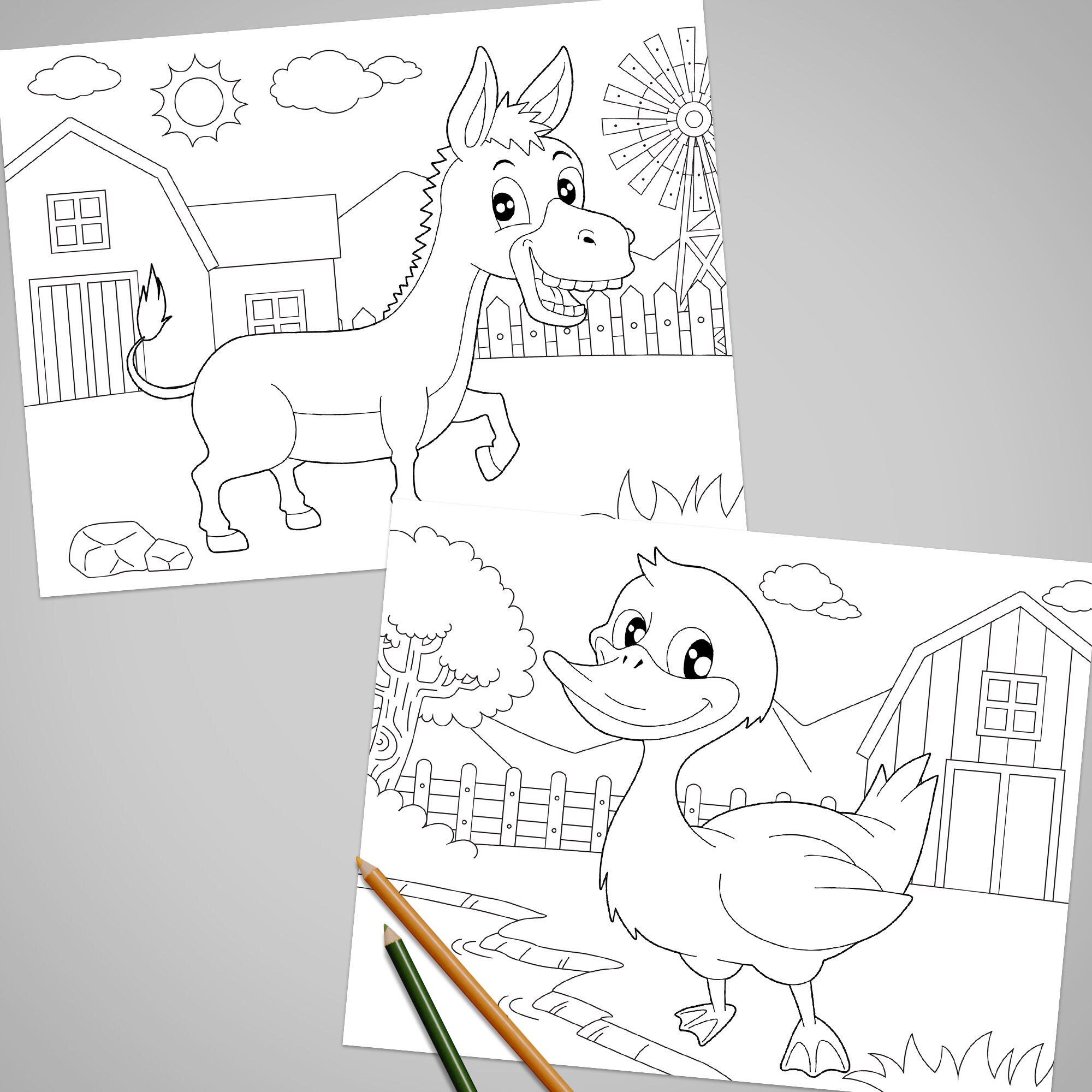 15 Farm Animals Coloring Book, Farm Animal Coloring Pages, Farm Animal ...