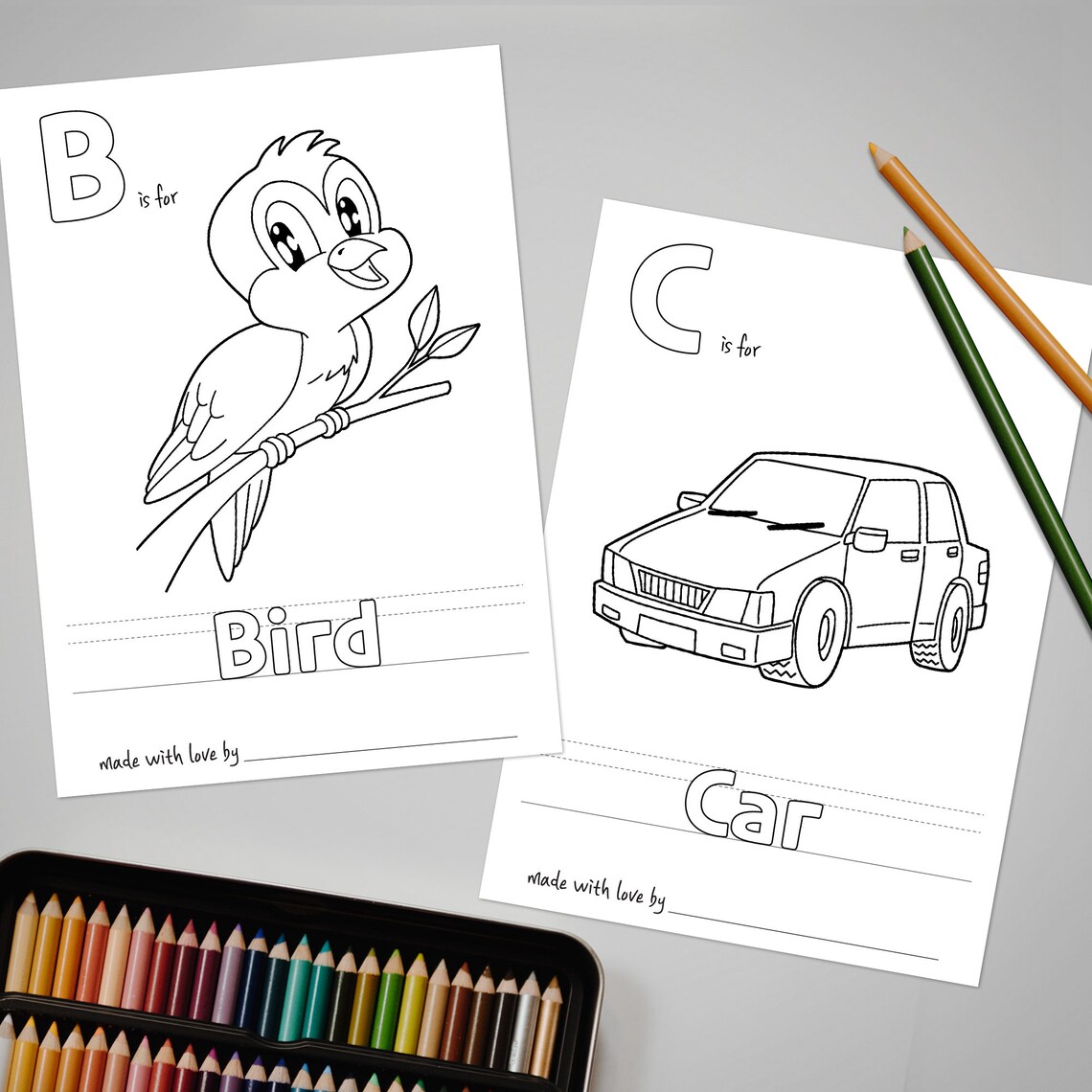 Baby's First ABC Book, Baby Shower Activity, Alphabet Coloring Pages ...