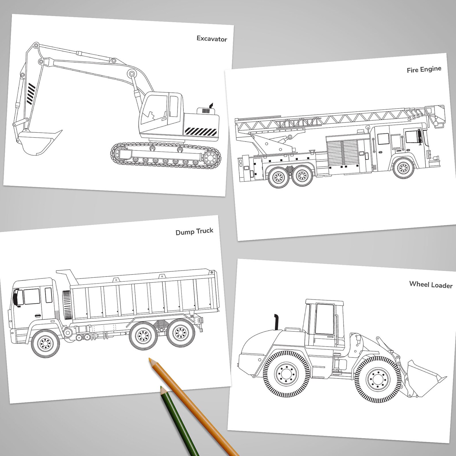 30 Vehicles Coloring Book, Cars, Trucks and Engines Printable Art for ...