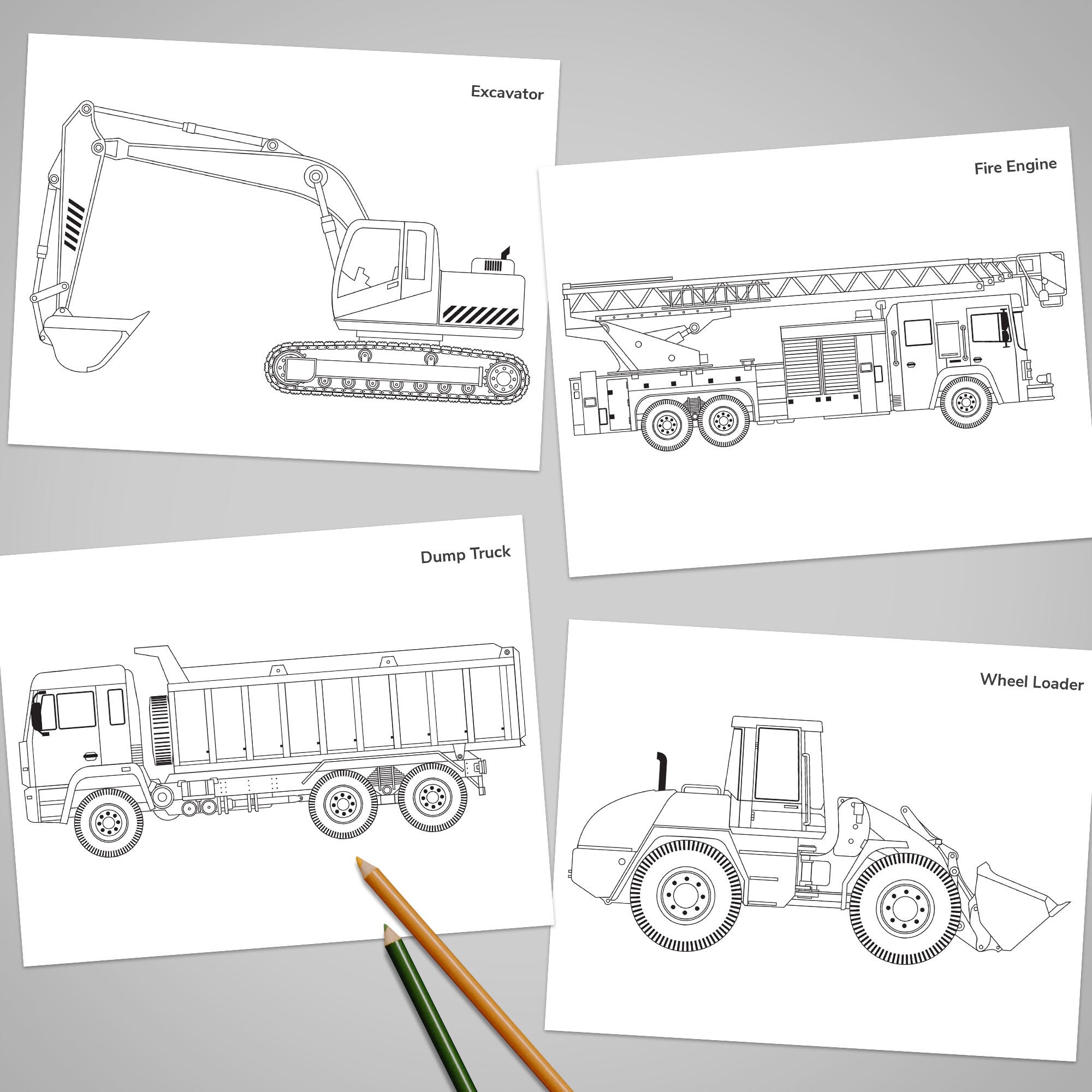 30 Vehicles Coloring Book, Cars, Trucks and Engines Printable Art for ...