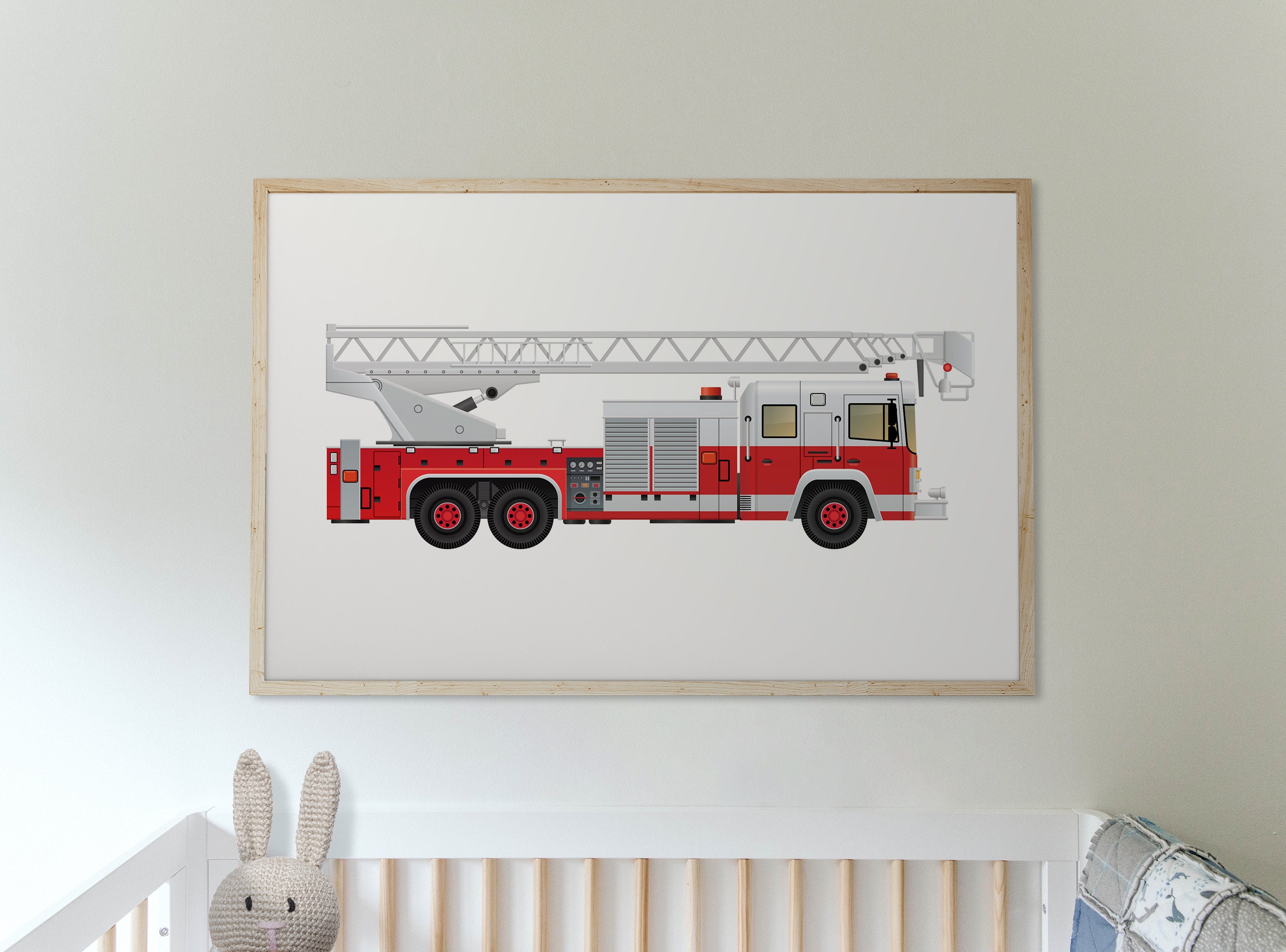 Fire Engine Art, Fire Truck Print, Printable Wall Art, Car Print, Boy ...
