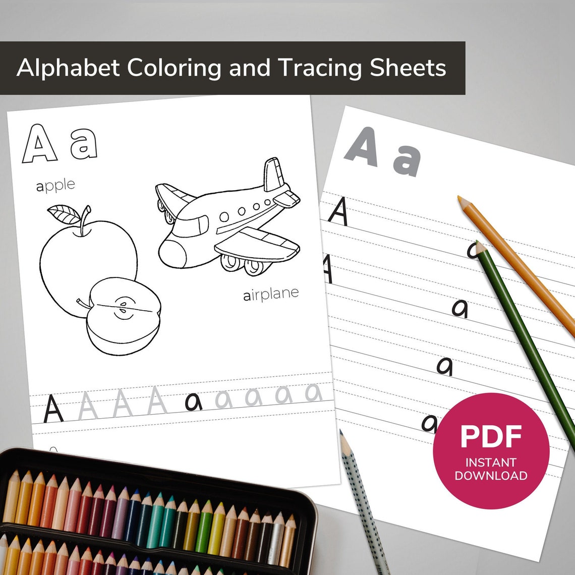 Alphabet Coloring & Tracing Sheet From A to Z (52 Pages) for Pre-school ...