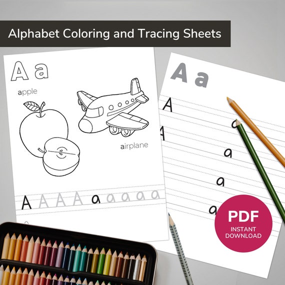 Alphabet Coloring & Tracing Sheet From A to Z 52 Pages for | Etsy