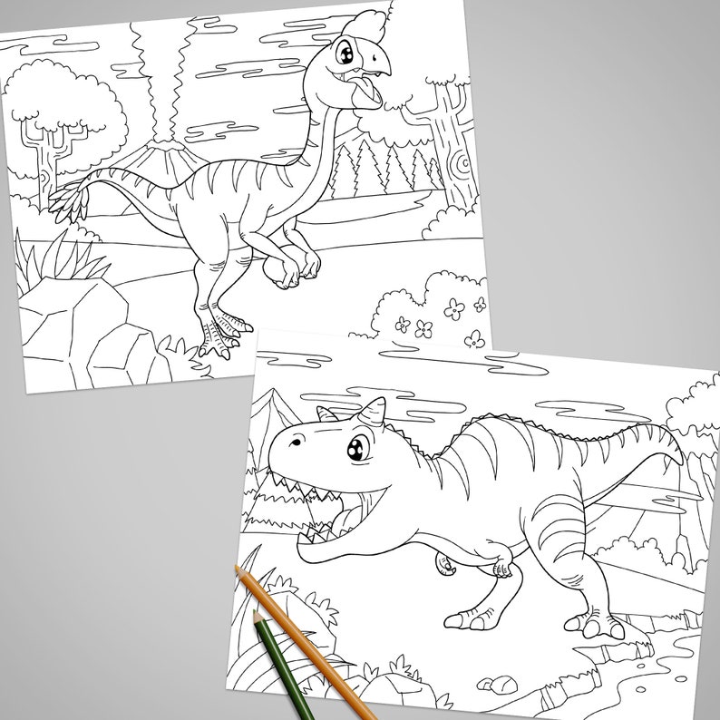15 Dinosaurs Coloring Book, Printable Art for Kid and Teens - INSTANT ...