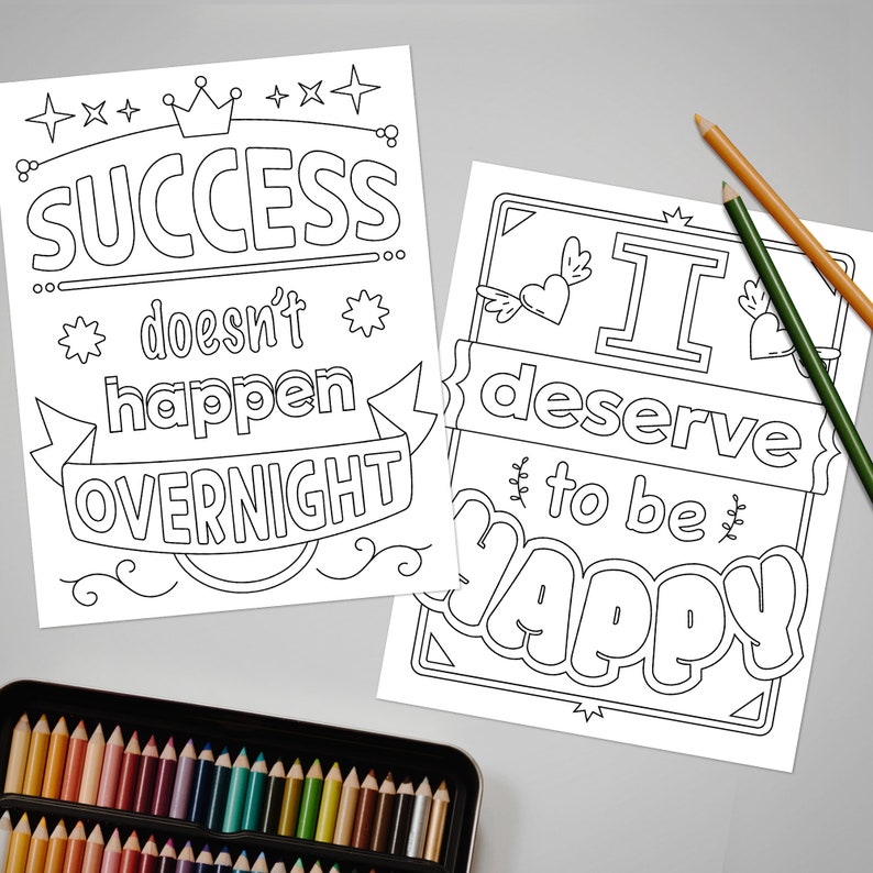 20 Growth Mindset Coloring Book, Motivational Quotes Coloring Pages ...