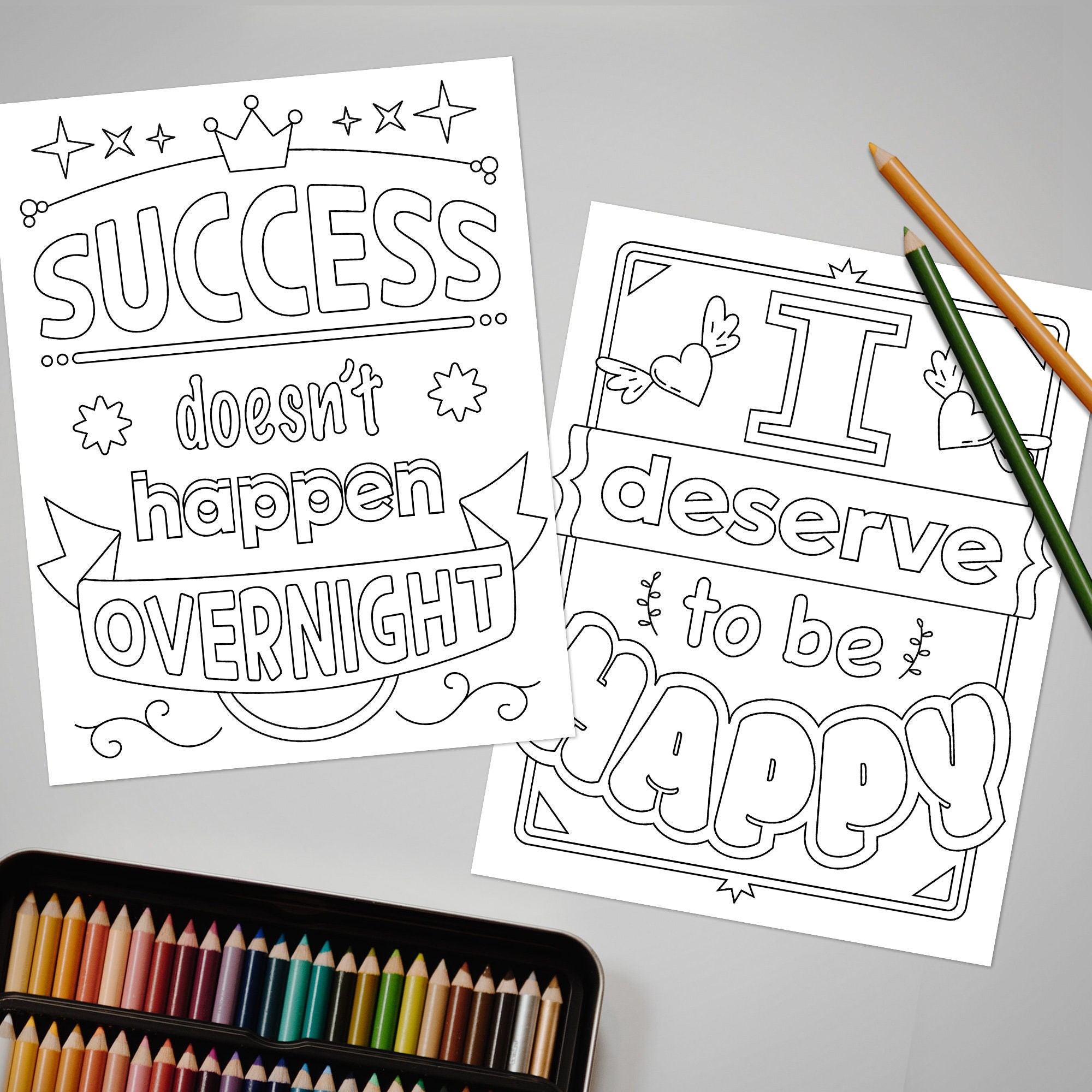 20 Growth Mindset Coloring Book, Motivational Quotes Coloring Pages ...