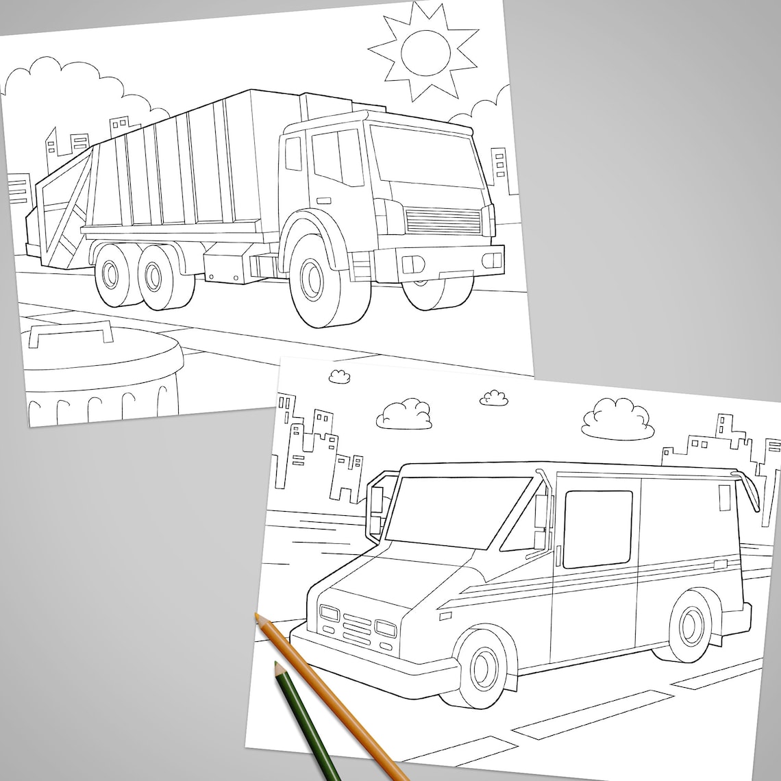 15 Trucks Coloring Book Cars Vehicles and Engines Printable - Etsy