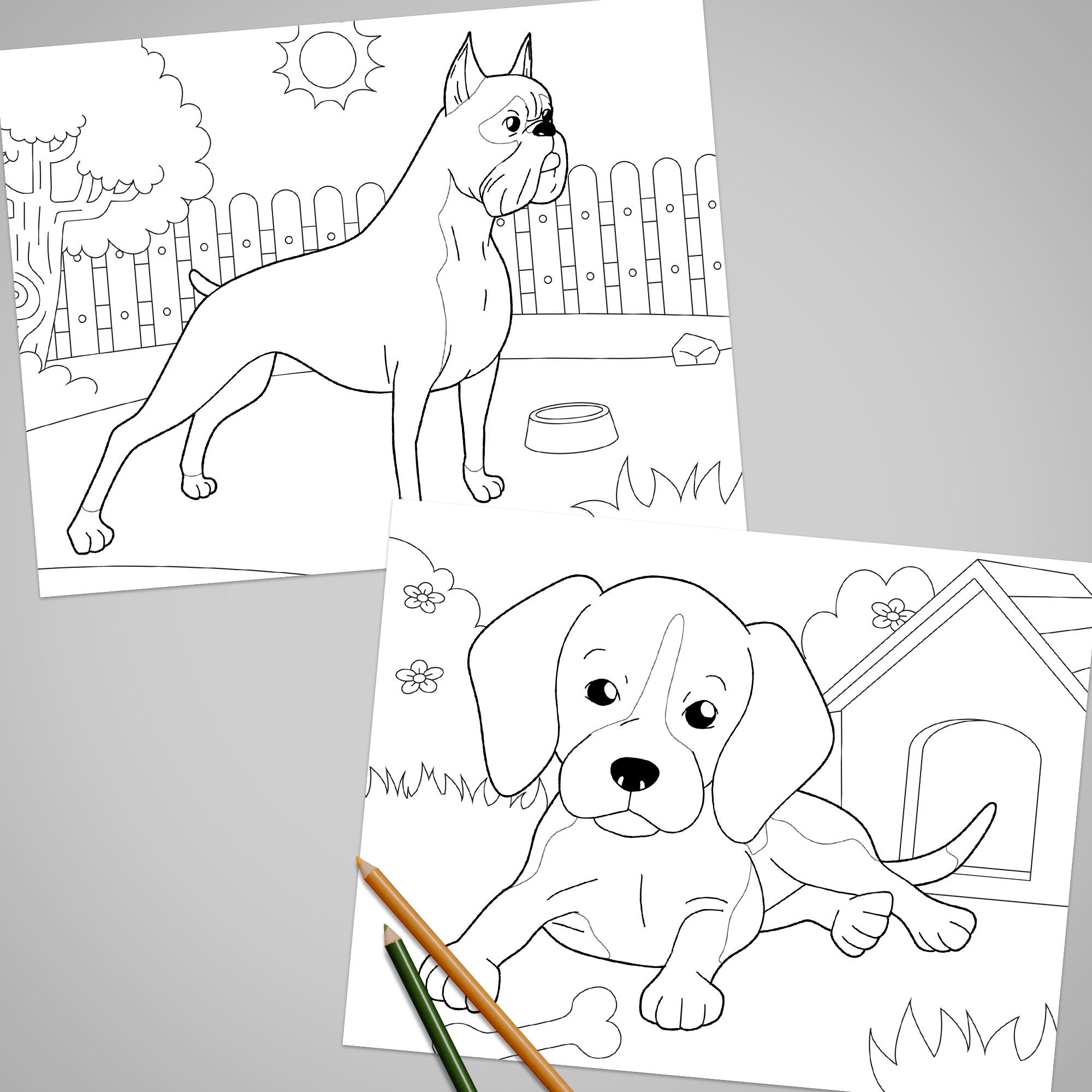 15 Dogs Coloring Book, Puppy Coloring Pages, Printable Art for Kids ...
