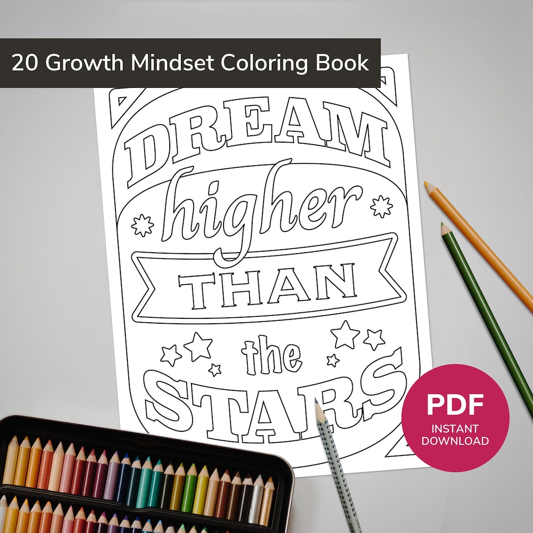 20 Growth Mindset Coloring Book, Motivational Quotes Coloring Pages ...