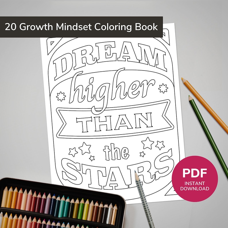 20 Growth Mindset Coloring Book, Motivational Quotes Coloring Pages ...