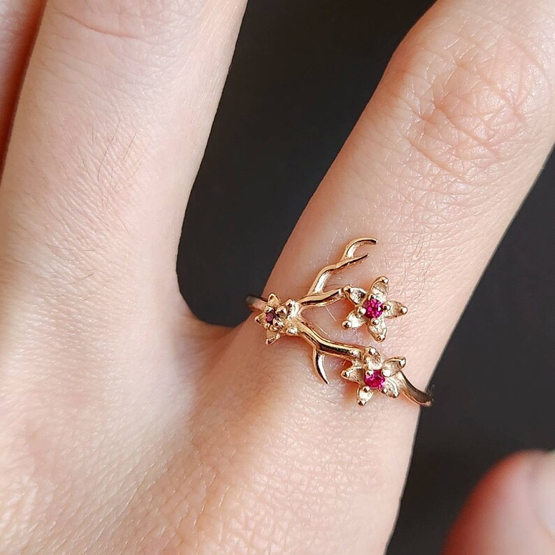 Mini Sakura Ring Cherry Blossom Ring Floral Ring Rose - Etsy