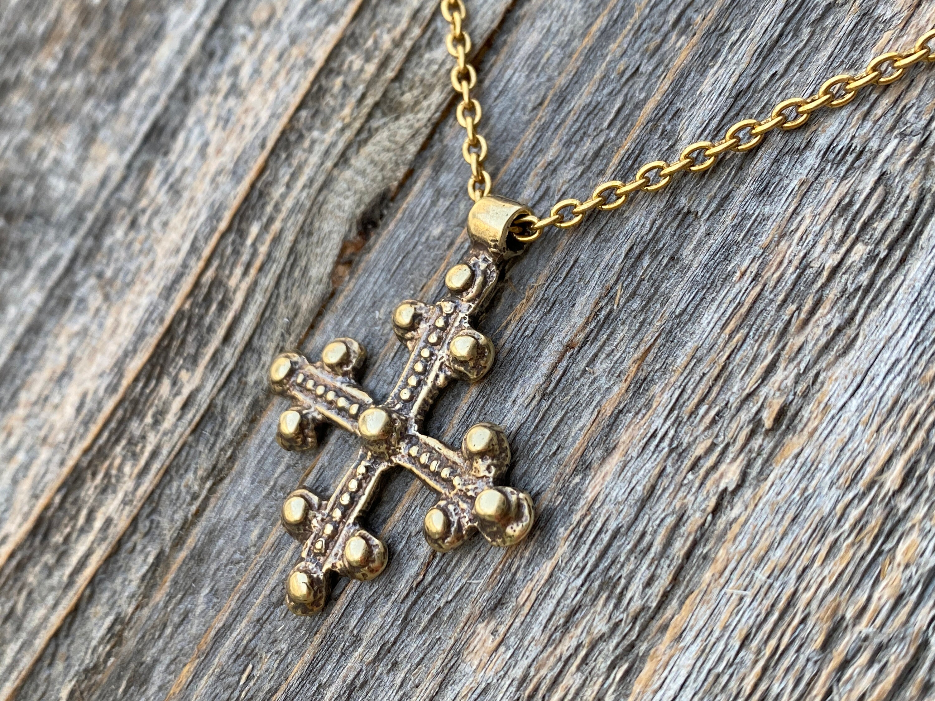 Antique Gold Coptic Trinity Cross Pendant on Chain or Leather - Etsy