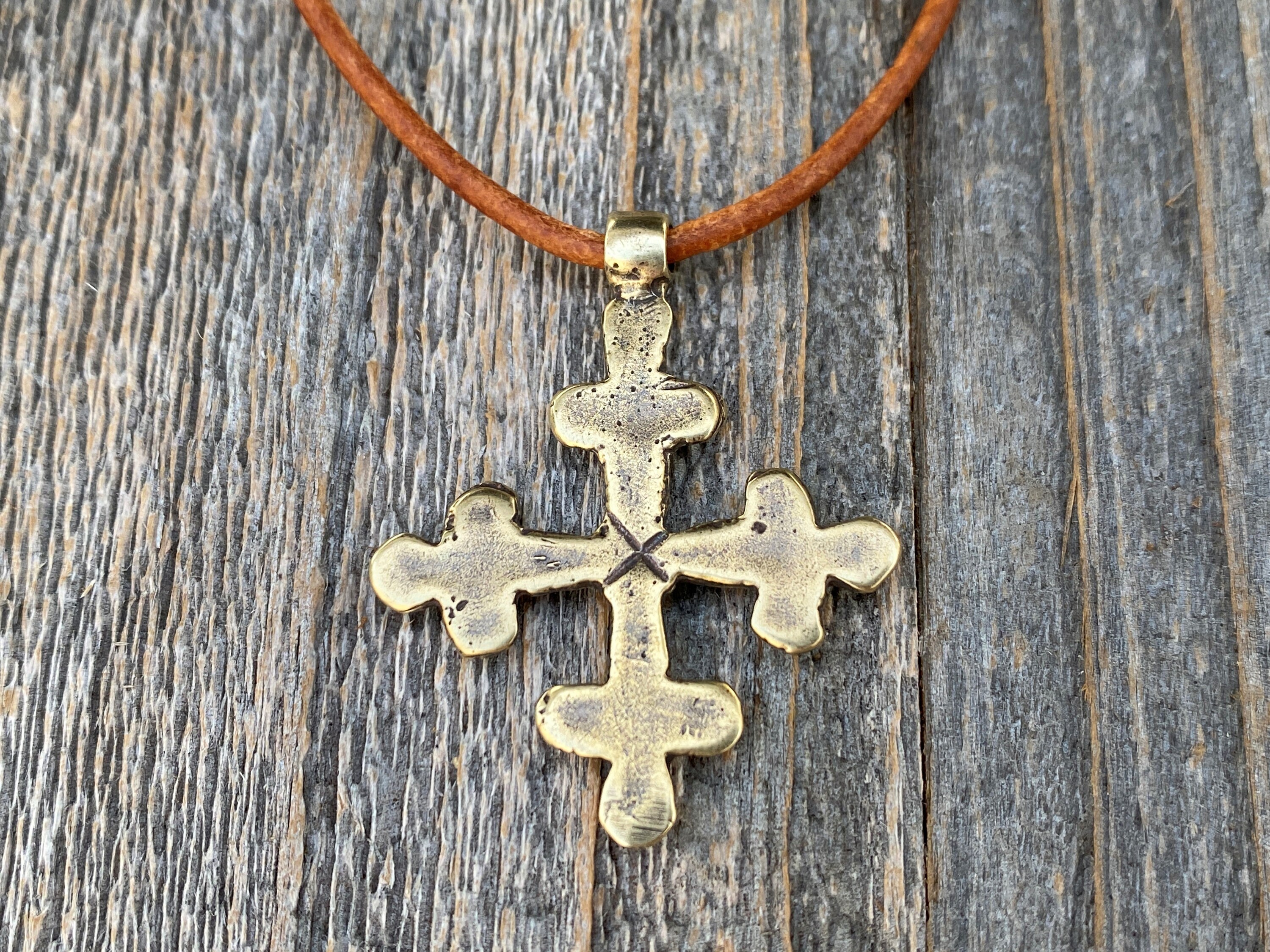 Antique Gold Coptic Trinity Cross Pendant on Chain or Leather - Etsy