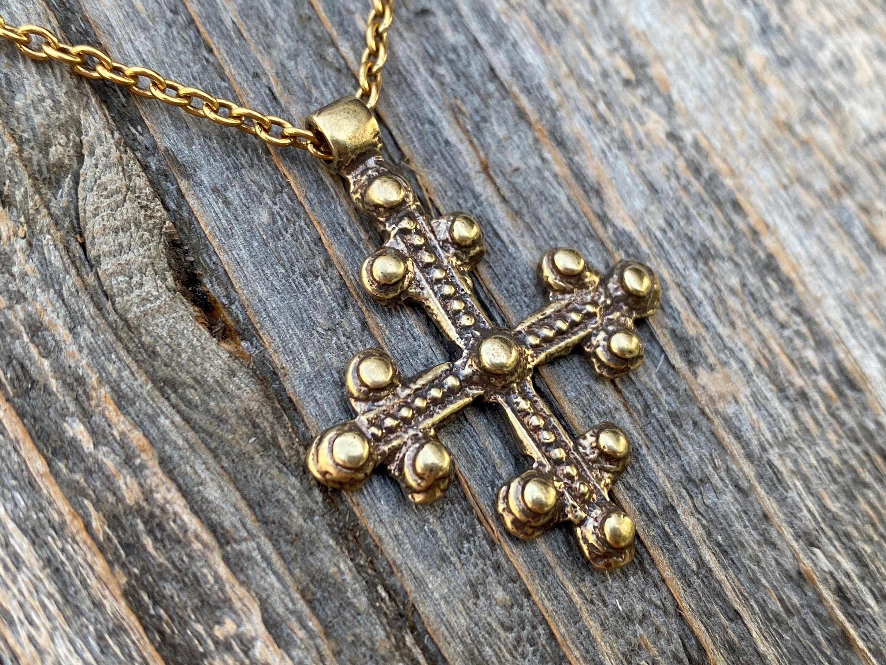 Antique Gold Coptic Trinity Cross Pendant on Chain or Leather - Etsy