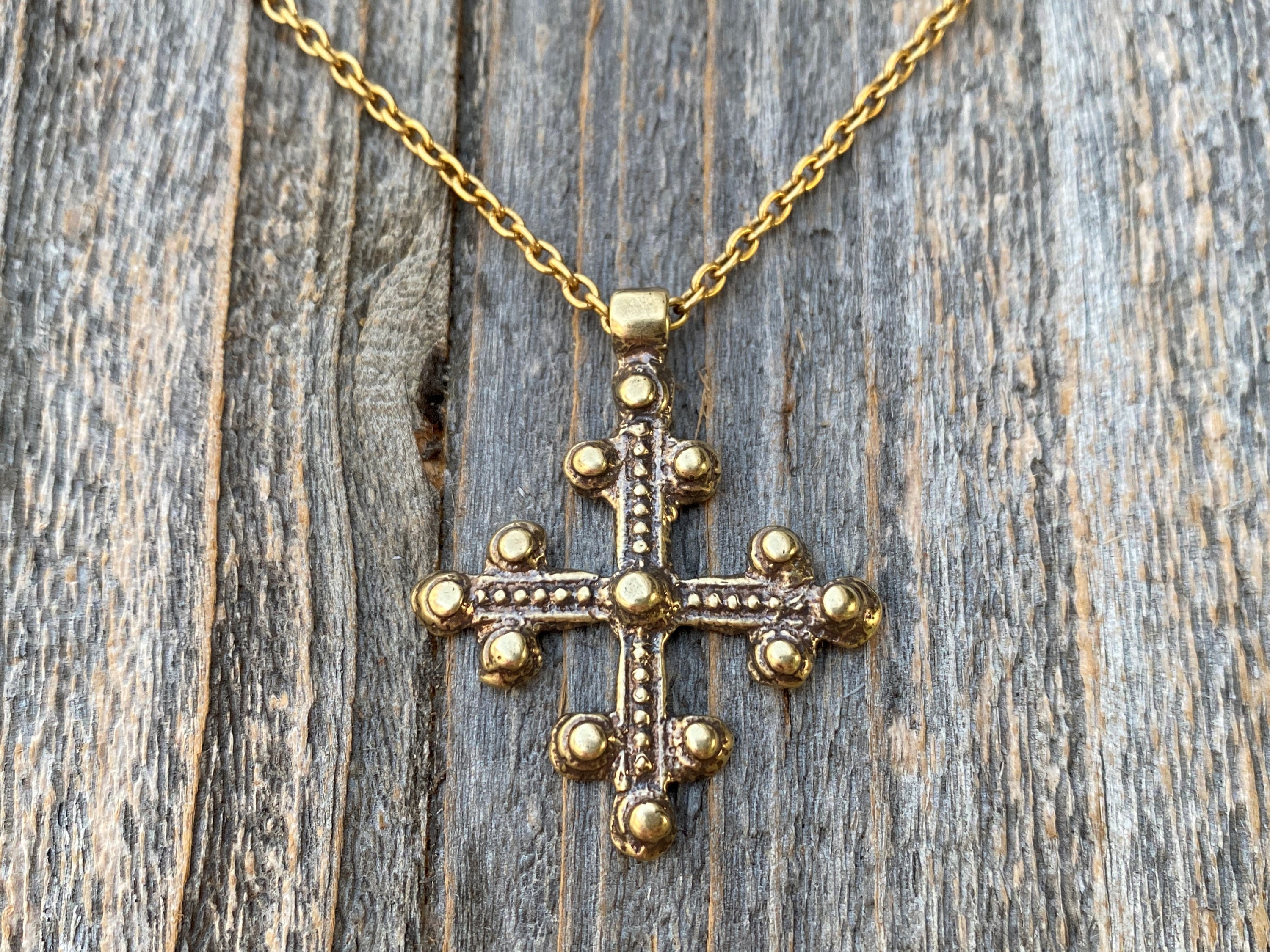 Antique Gold Coptic Trinity Cross Pendant on Chain or Leather - Etsy