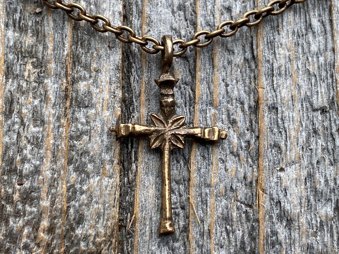 Bronze 18th Century Colonial Spanish Cross Pendant on Necklace, Antique ...