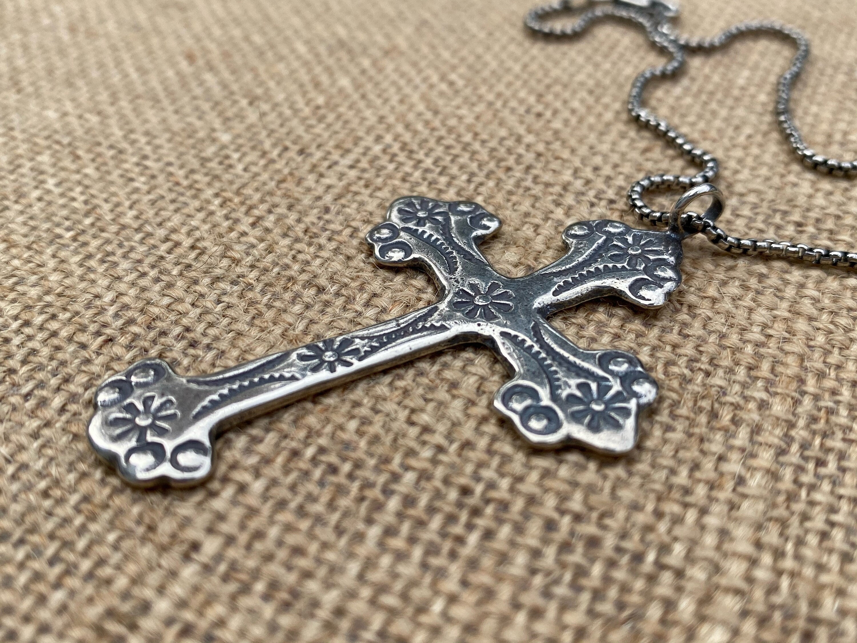 Sterling Silver Native American Cross Pendant Necklace - Etsy