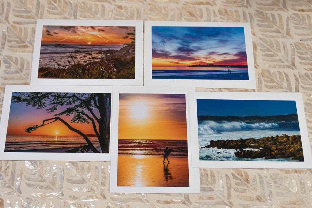 Coastal Photography, Set of 5 4x6 Photos Mounted on 5x7 Blank Greeting ...