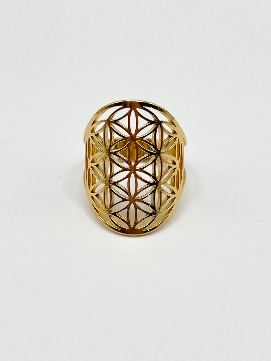 Gold Flower of Life Ring – Sacred Geometry Band in Stainless Steel ...