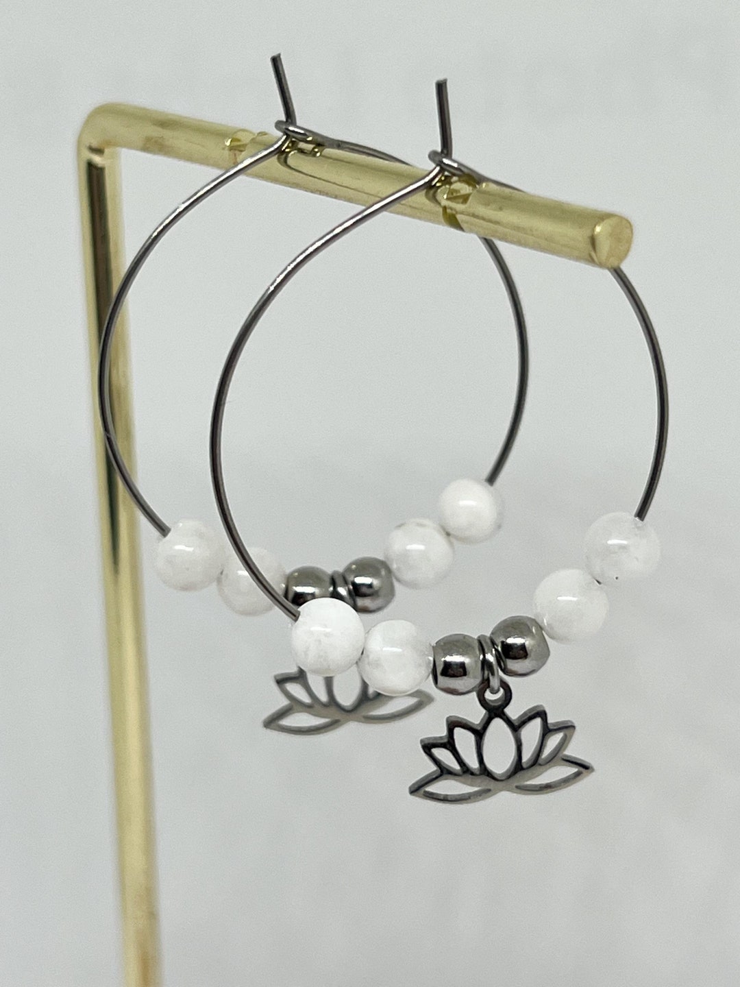 Pearl Creole, Silver Stainless Steel, Natural Stone, Moonstone, Thin ...
