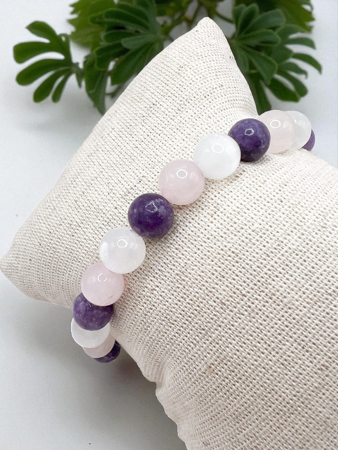 Natural Stone Sleep Bracelet 6mm – Selenite, Rose Quartz & Lepidolite ...