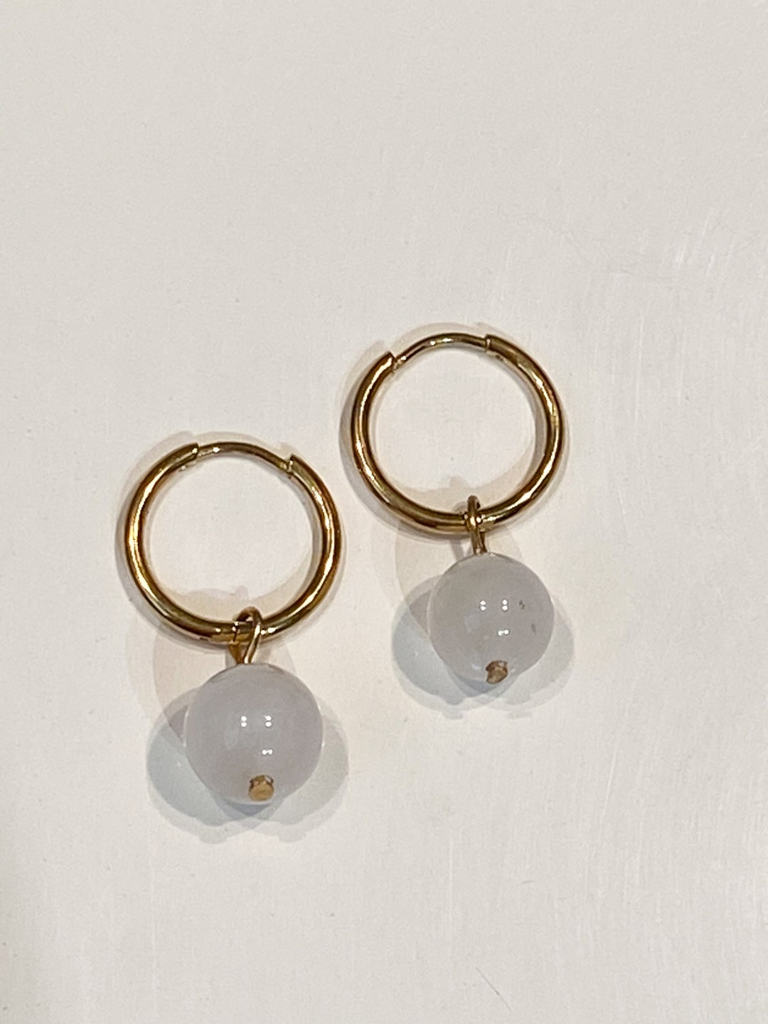 Stainless Steel Creole, Natural Stone, Moonstone, Golden Creoles, Fine ...