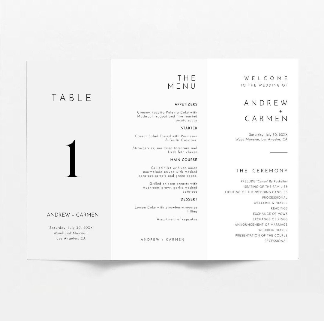 Tri Fold Menucustom Menu Design Personalized Dining Menu - Etsy