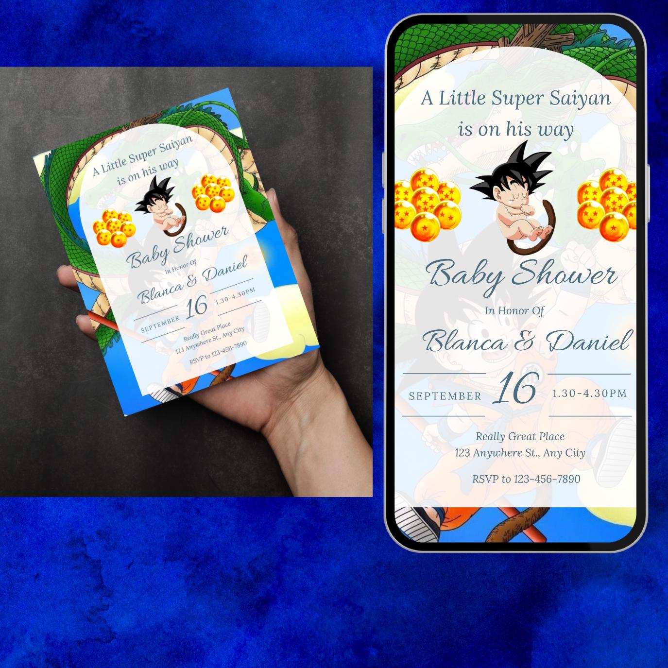Dragon Ball Z Babyshower Invitation, Goku Babyshower Invitation, Dragon ...