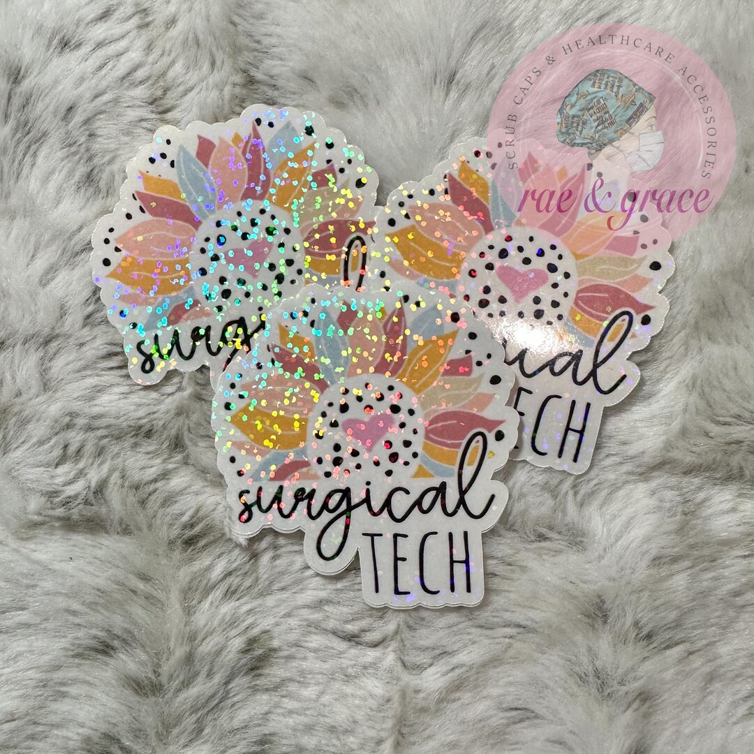 Surgical Tech Sunflower Glitter Sticker - Etsy