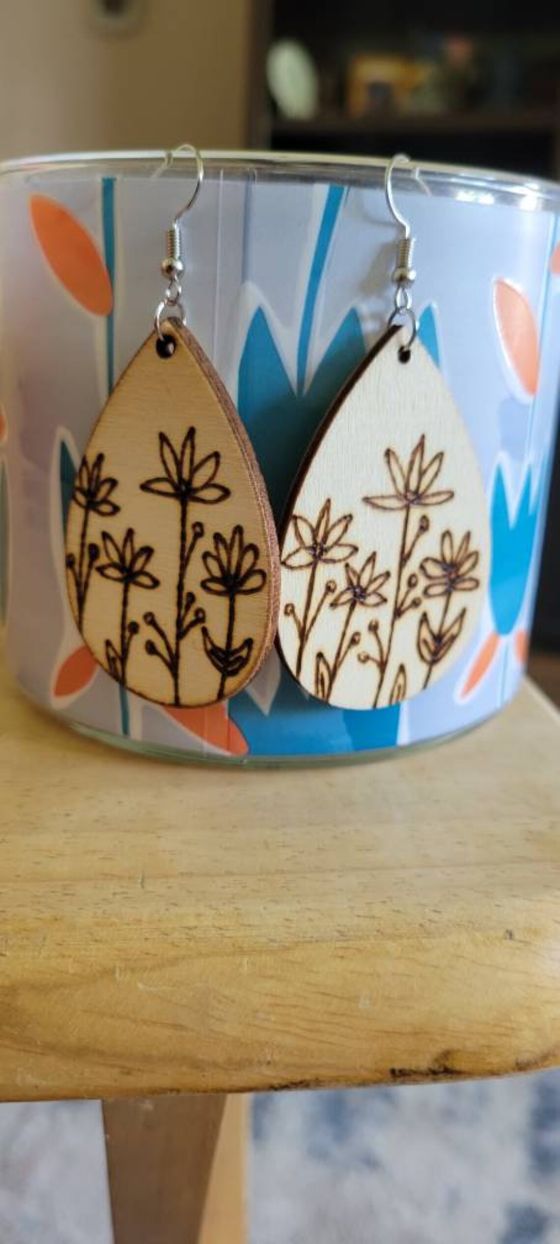 Wood Burn Daisy Dangle and Drop Earrings - Etsy