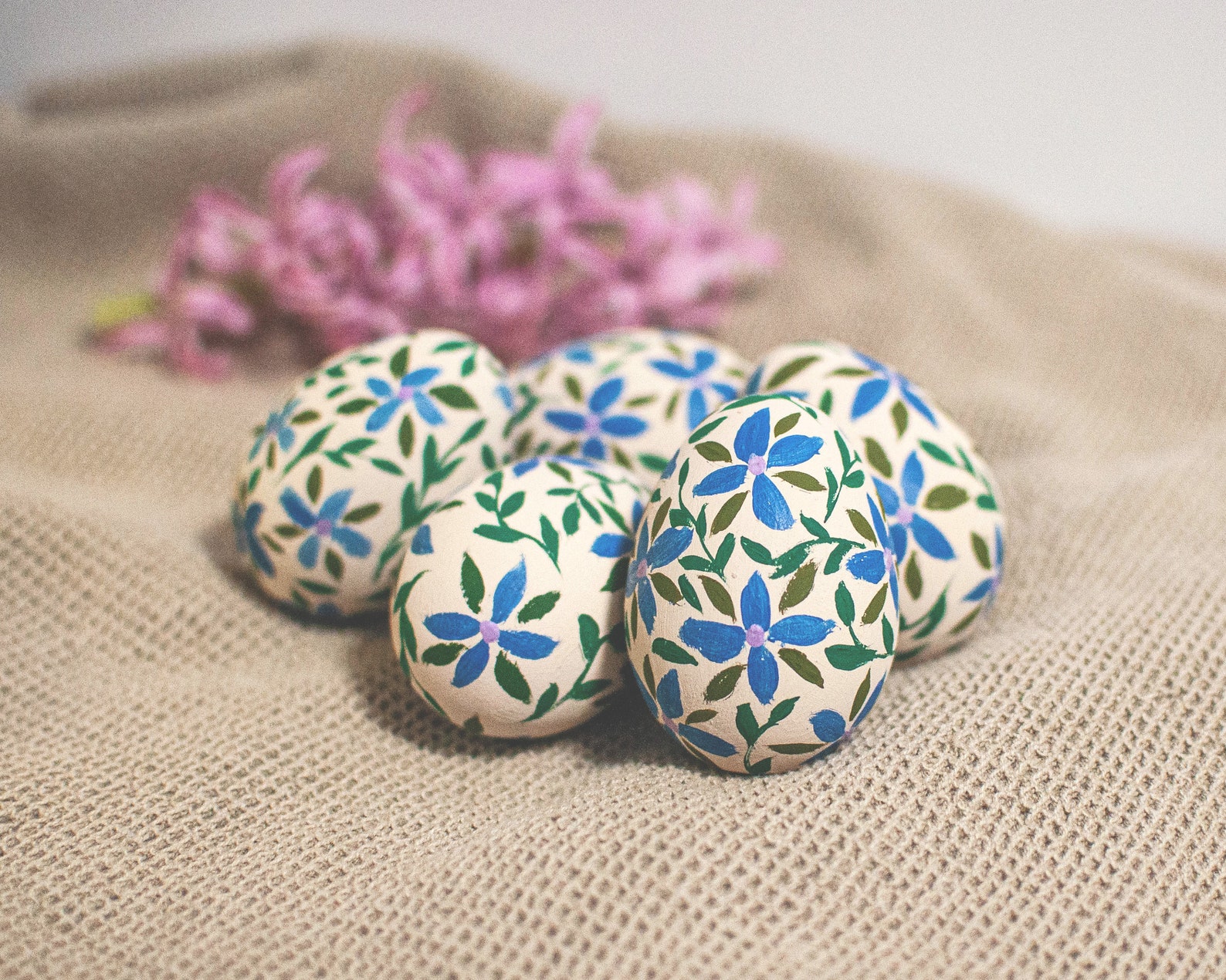 Blue Flowers Handpainted Easter Egg, Handpainted Wooden Easter Egg ...