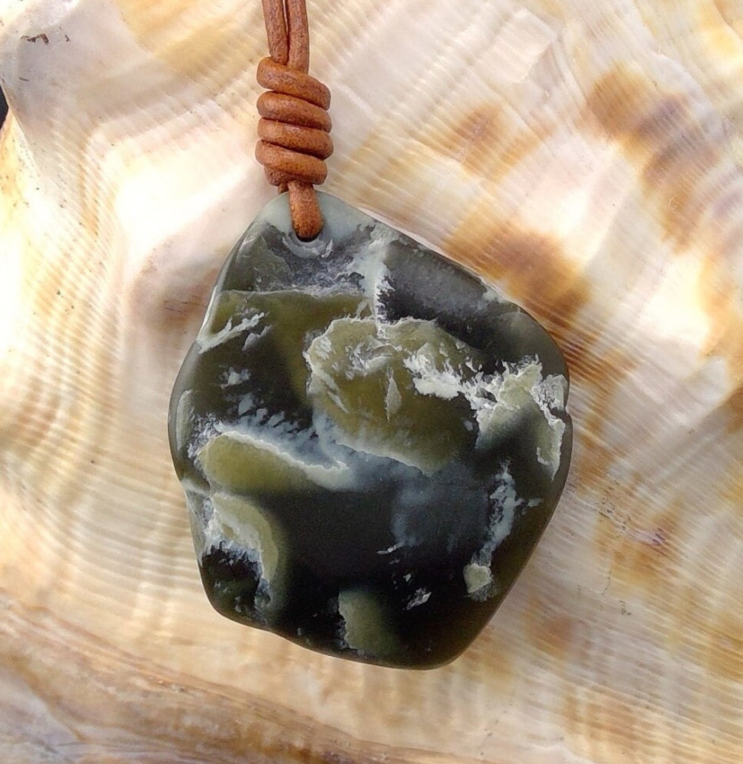 Wyoming Jade Pendant, Wyoming Olive Jade Necklace, Olive Jade Pendant ...