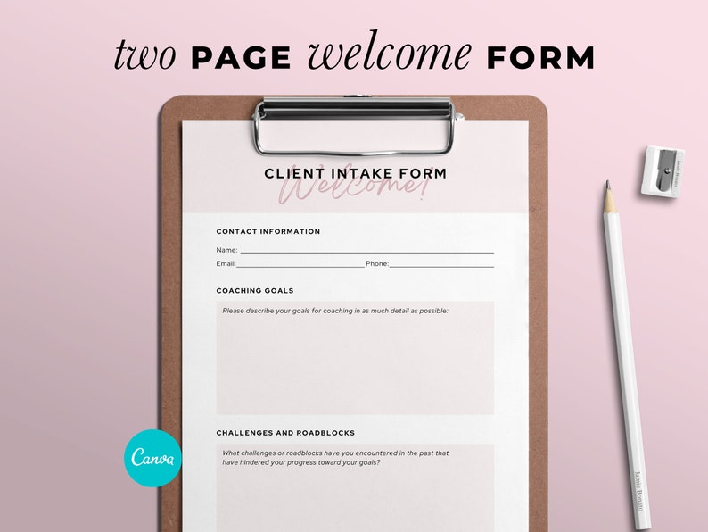 Coaching Client Intake Form Welcome Form Template Business - Etsy