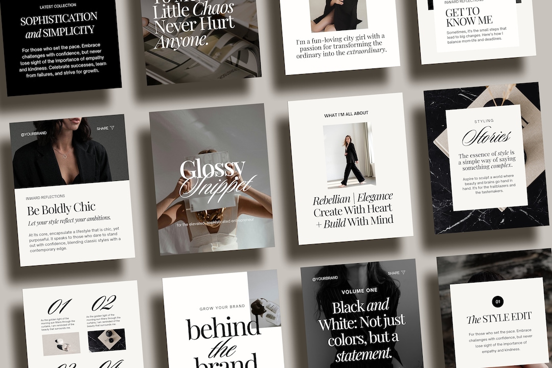 Elegant Instagram Templates: Black & White Minimal Social Media ...