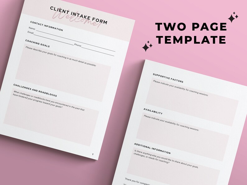 Coaching Client Intake Form Welcome Form Template Business - Etsy