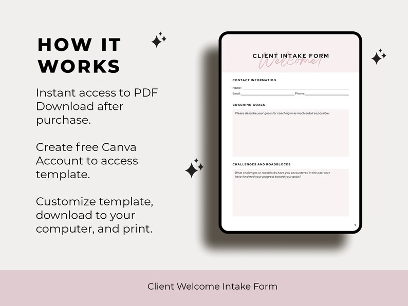 Coaching Client Intake Form Welcome Form Template Business - Etsy