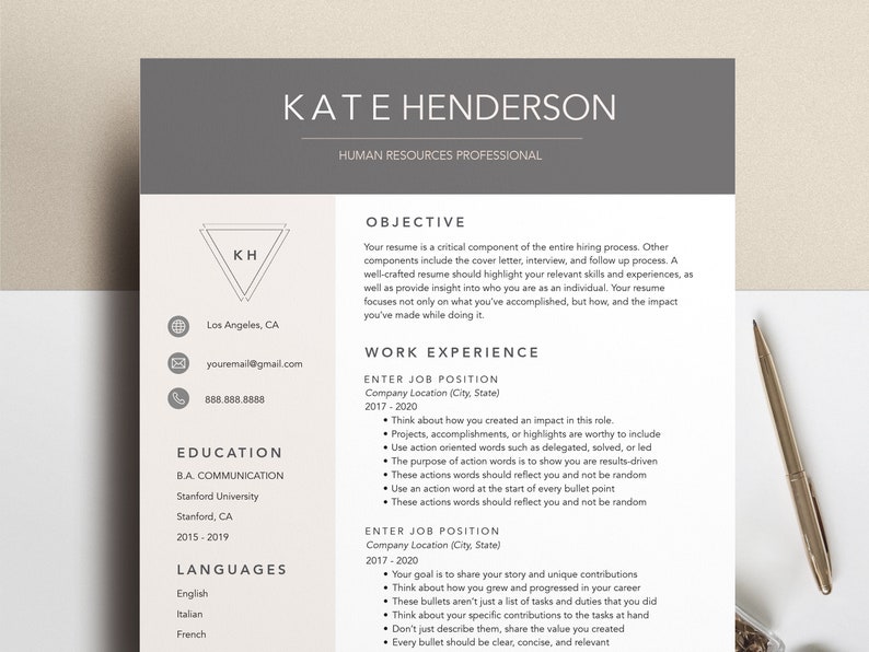 Modern Resume Template 2023 Resume With Logo Creative Resume - Etsy ...
