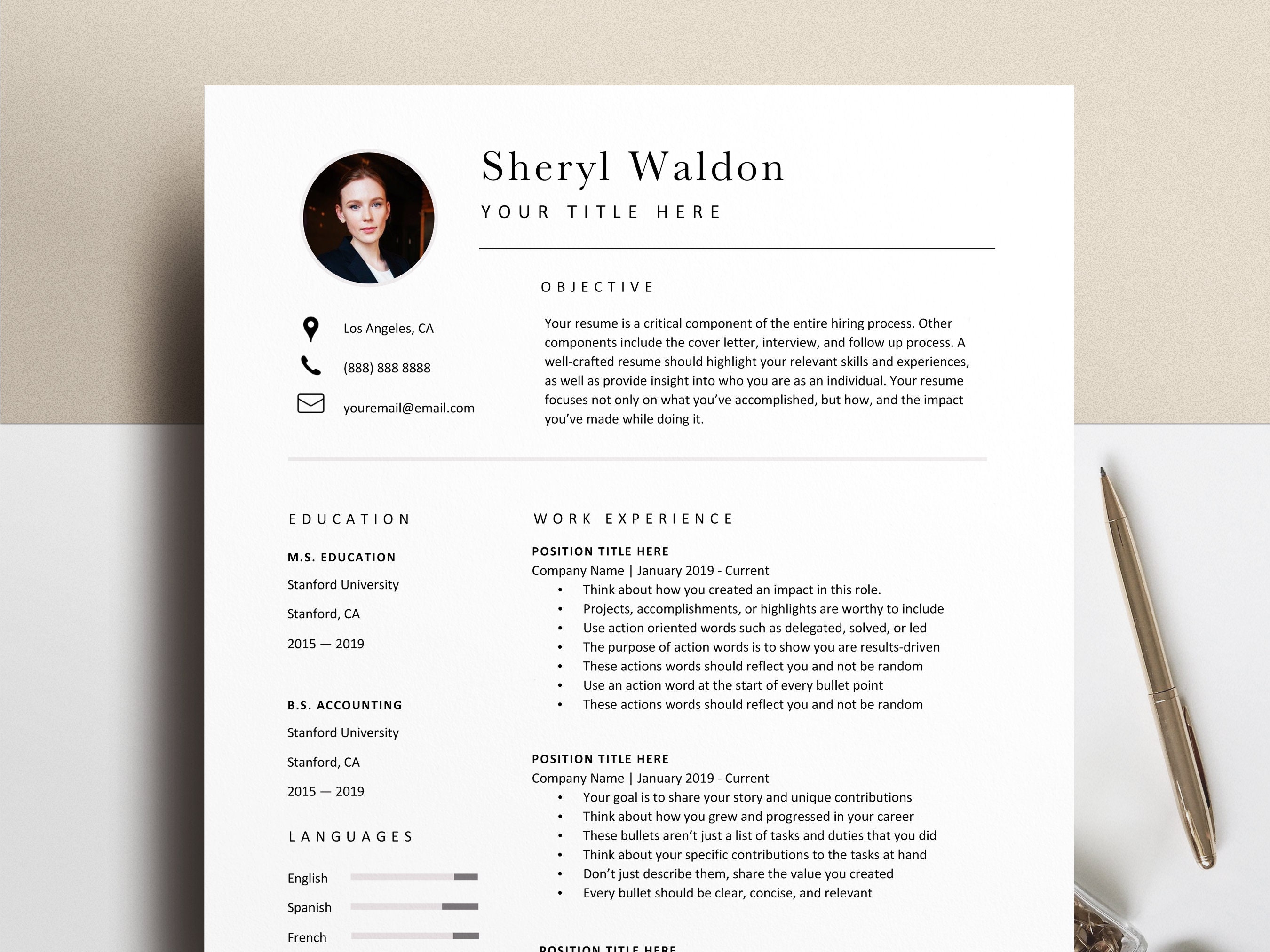 Basic Resume Template Modern Resume With Photo Resume - Etsy