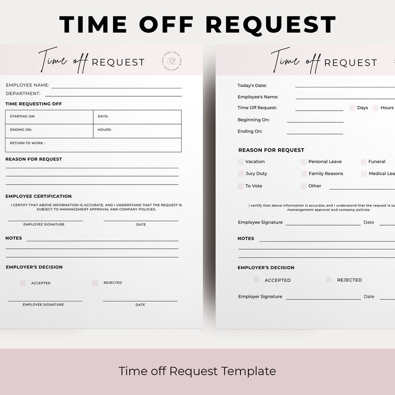 Employee Time off Request Form - Etsy