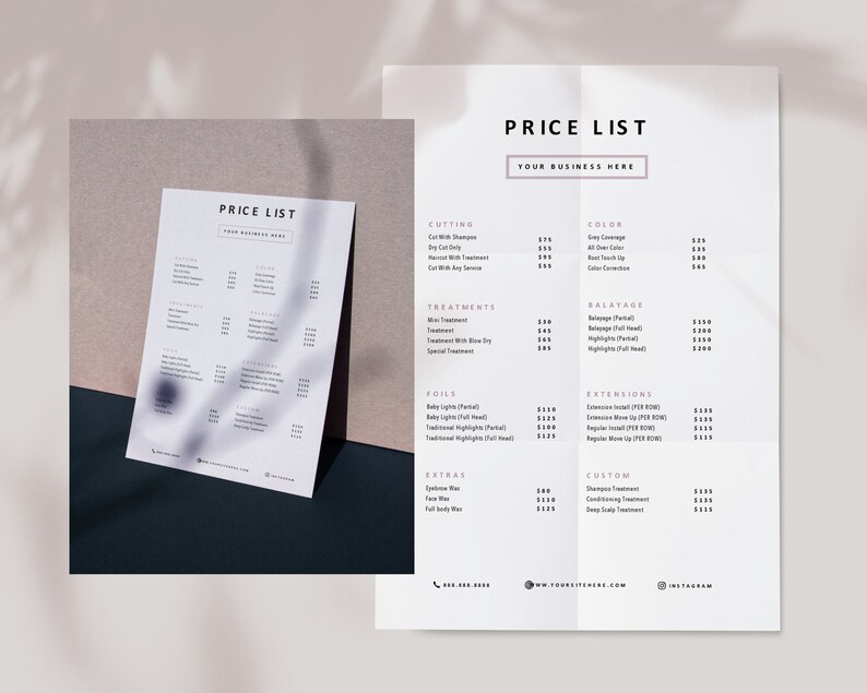 Price List Template, Price Menu, Pricing List, Price Template Modern ...