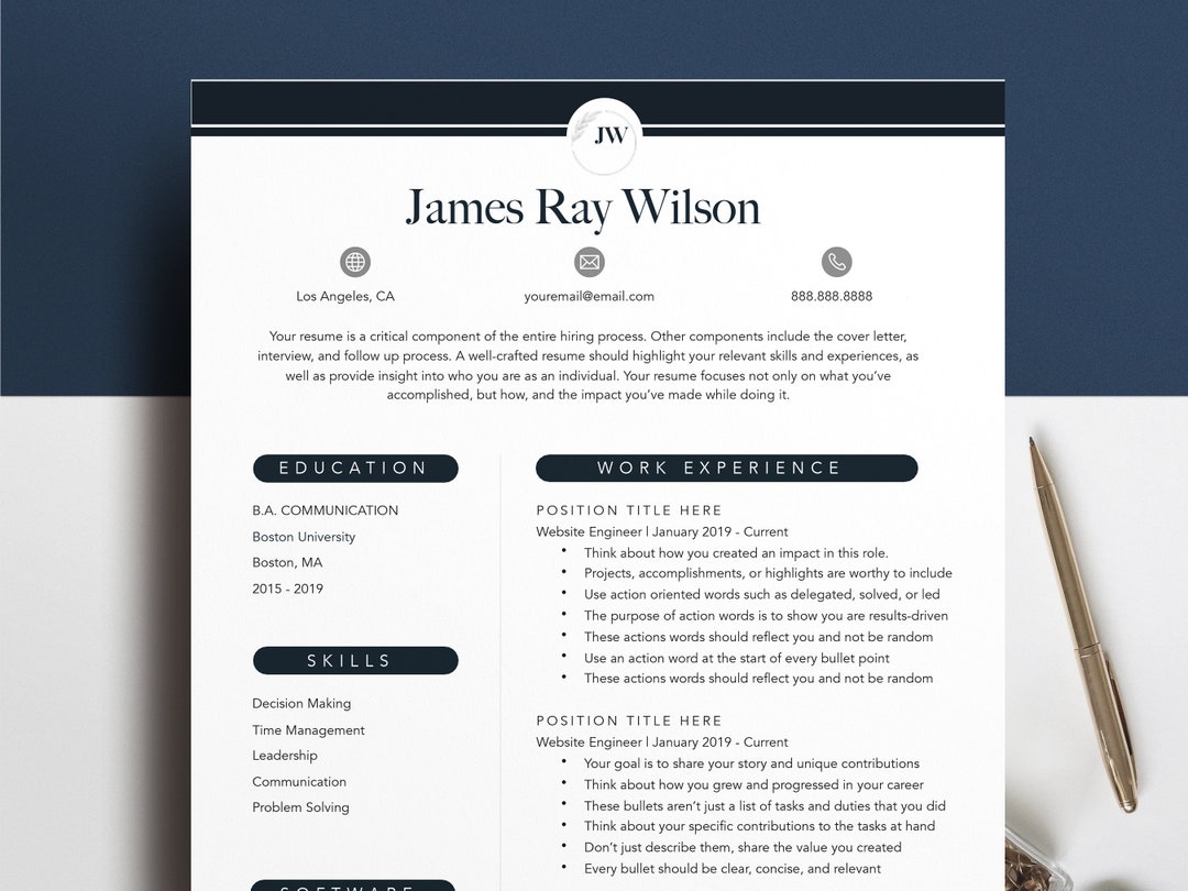 Resume Template Men, Clean and Professional Resume, Resume Template ...