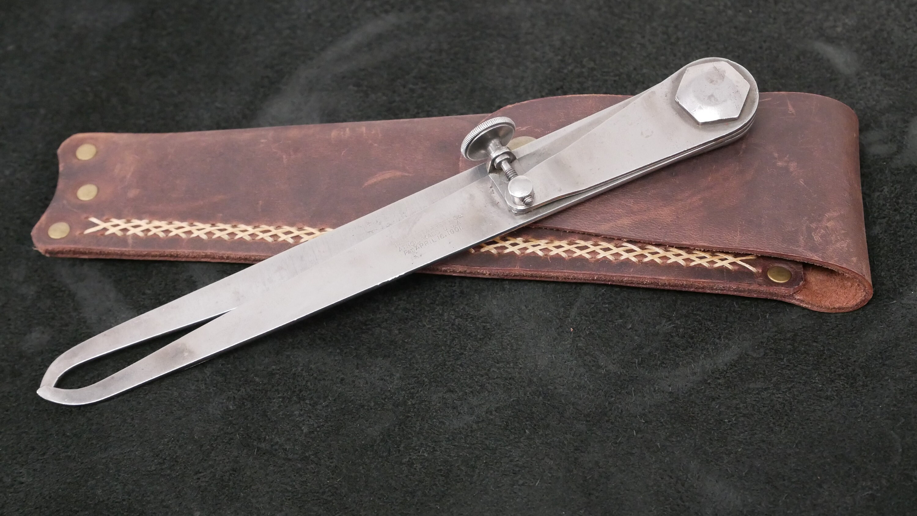 Starrett Outside Caliper With Leather Case Sheath Holster Vintage Tools ...
