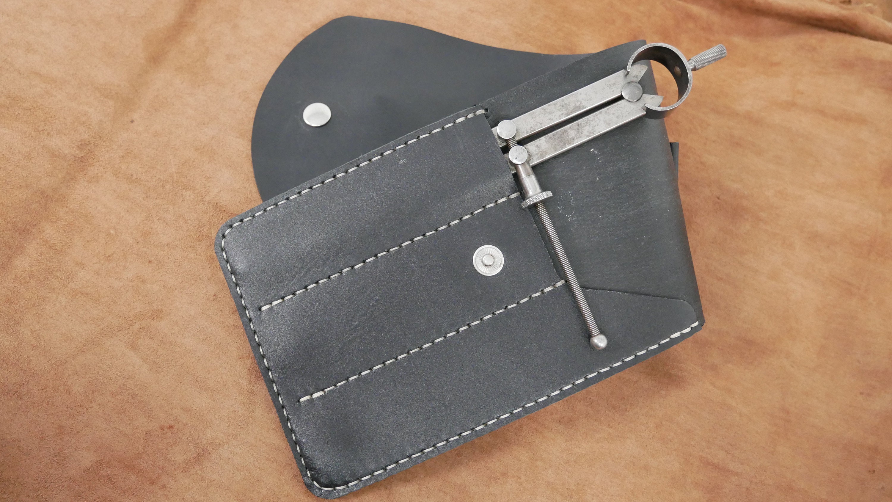 Craftsman Divider Spring Type Divider With Leather Case Sheath Holster ...