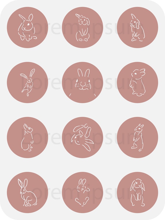 Cute Rabbit Bunny Hand Drawing Icons Set Minimal Vector - Etsy