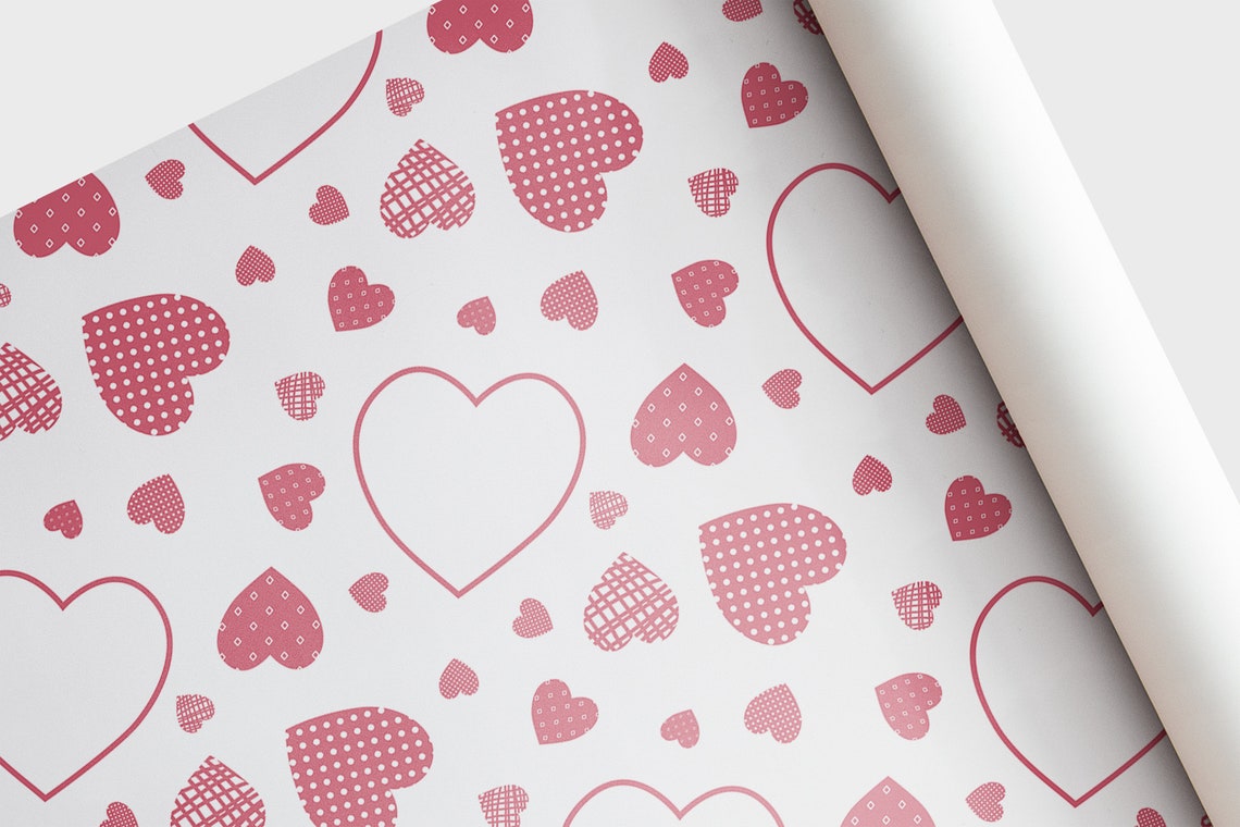 Collection Heart Seamless Pattern Abstract Hearts Digital Printable ...